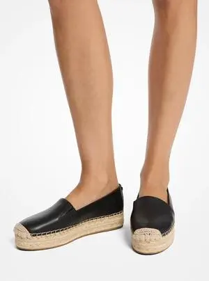 Michael Kors Lynn Leather Platform Espadrille - Black