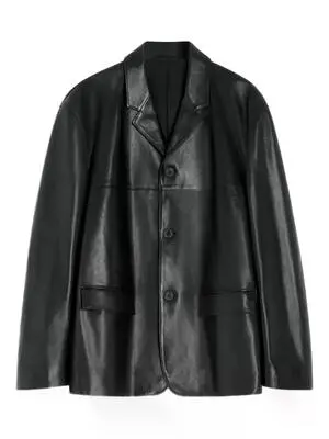 LEMAIRE Tailored Single-breasted Leather Jacket - Black