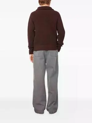 Officine Générale Ribbed Half-zip High-neck Sweater - Brown
