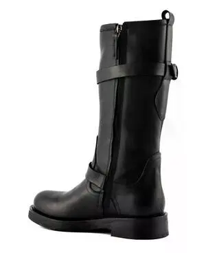 JULIE DEE Buckle-strap Leather Boots