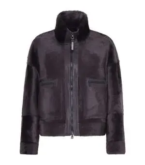 Brunello Cucinelli Shearling And Leather Jacket - Black