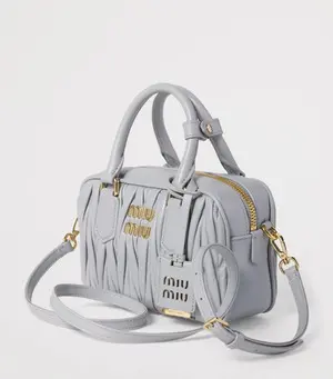 Miu Miu Nappa Leather Matelassé Arcadie Top-handle Bag - Grey