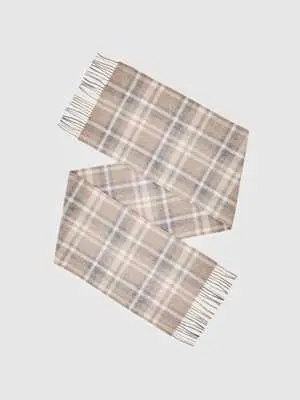 REISS Charis Wool-cashmere Check Scarf - Oatmeal Multi