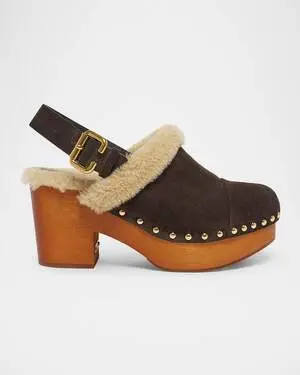 Women's Shearling Lined Mules Clogs