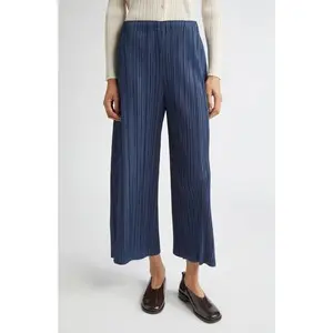 Issey Miyake Mellow Pleated Crop Pants - Navy