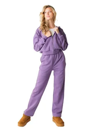 VITALITY Cozy Zip Up Fleece-backed Sweatshirt - Violet