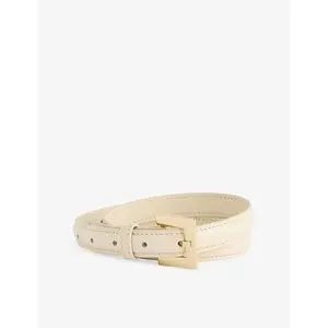 ANINE BING Nicola Leather Belt - Bone Crinkled Patent