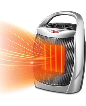 COWSAR Small Electric Space Heater Ceramic Space Heater - Silver