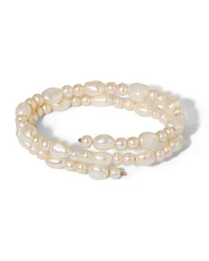 Nadri Poppy Cultured Freshwater Pearl Triple Wrap Bracelet - White