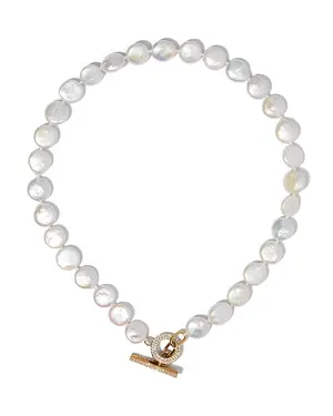 Nadri Poppy Cultured Freshwater Coin Collar Necklace - Pearl