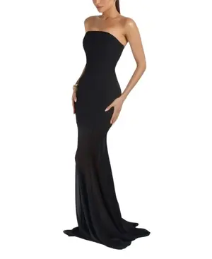 Heiress Beverly Hills Women's Strapless Crepe Chiffon Maxi Dress - Black - Size XXS