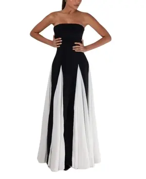 HEIRESS BEVERLY HILLS Strapless Colorblock Pleated Maxi Dress