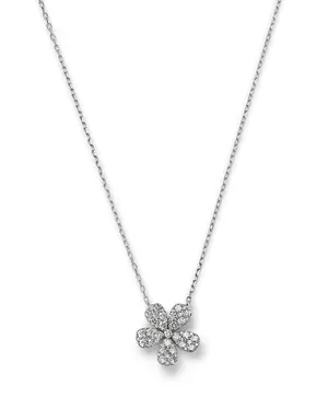 Bloomingdale'S Diamond Pave Flower Pendant Necklace - White Gold