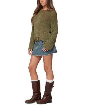 EDIKTED Keiko Studded Denim Mini Skirt
