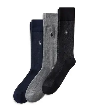 Ralph Lauren Classic Patterned Socks 3-Pack Navy Multi