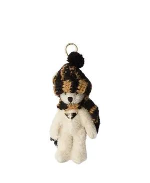 Prada Teddy Bear Bag Charm With Metal Ring - Brown