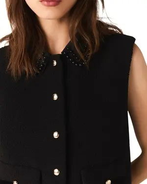 Maje Pearl Collar Sleeveless Top