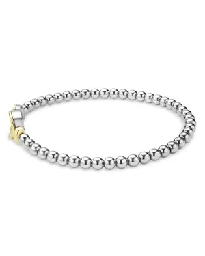 Lagos 18k Yellow Gold And Sterling Ring Stretch Bracelet - Silver