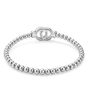 Lagos 18k Yellow Gold And Sterling Ring Stretch Bracelet - Silver