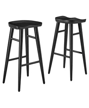 MODWAY Saville Backless Wood Bar Stools Set Of 2 - Black
