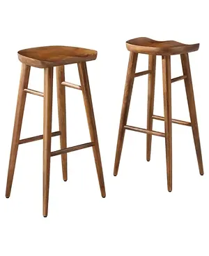 MODWAY Saville Backless Wood Bar Stools Set Of 2 - Walnut