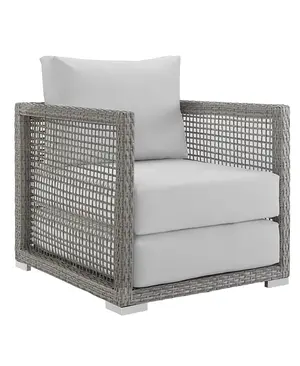 MODWAY Aura Rattan Outdoor Patio Armchair - Gray White