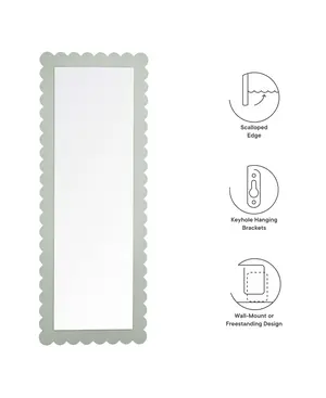 MODWAY Emmeline Scalloped Rectangle Floor Mirror - Sage