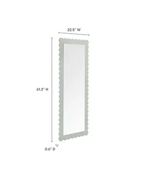 MODWAY Emmeline Scalloped Rectangle Floor Mirror - Sage