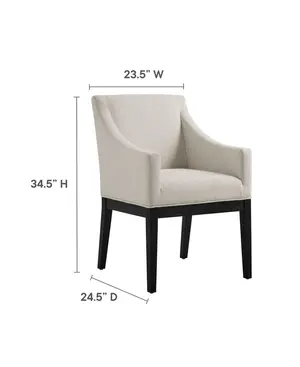 MODWAY Alton Fabric Upholstered Dining Armchair - Salt Black