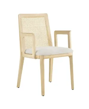 MODWAY Monarch Wood And Rattan Dining Armchair - Antique Multi