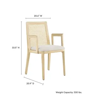 MODWAY Monarch Wood And Rattan Dining Armchair - Antique Multi