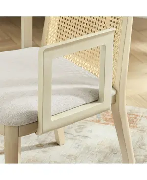 MODWAY Monarch Wood And Rattan Dining Armchair - Antique Multi