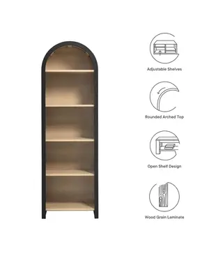 MODWAY Evie Arched Narrow Bookcase Display Cabinet