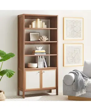 MODWAY Capri 4-shelf Wood Grain Bookcase