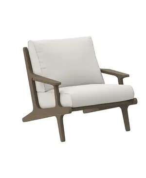 MODWAY Saratoga Outdoor Patio Teak Wood Armchair - Weathered Gray White
