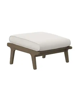 MODWAY Saratoga Outdoor Patio Teak Ottoman - Weathered Gray White