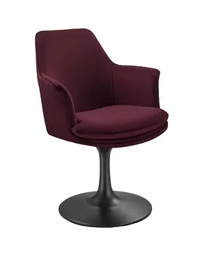 MODWAY Lippa Swivel Dining Armchair Black / Mulberry