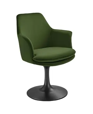 MODWAY Lippa Swivel Dining Armchair - Black Moss Green