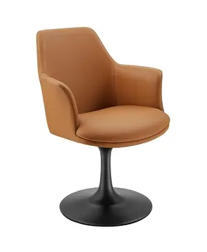 MODWAY Lippa Swivel Dining Armchair Black Tan