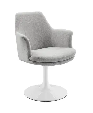 MODWAY Lippa Swivel Dining Armchair - White / Light Gray