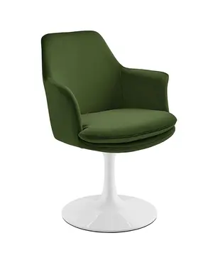MODWAY Lippa Swivel Dining Armchair - White / Moss Green