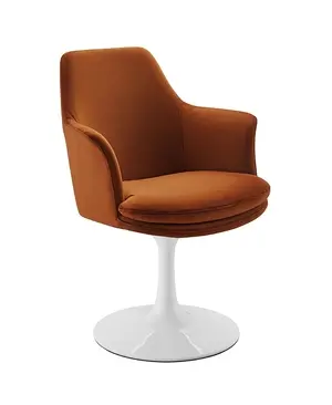 MODWAY Lippa Swivel Dining Armchair - White / Rust