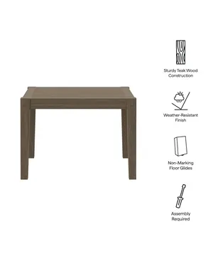 MODWAY Northlake Square Outdoor Patio Teak Side Table