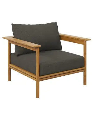 MODWAY Wren Outdoor Patio Teak Wood Armchair - Natural Flint Gray