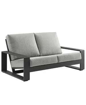MODWAY Lirienne Outdoor Patio Aluminum Loveseat - Light Gray Gray