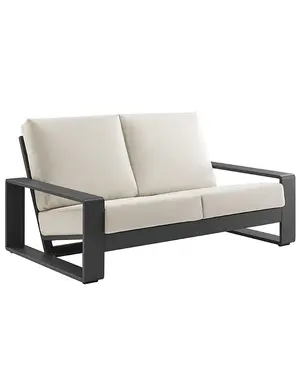 MODWAY Lirienne Outdoor Patio Aluminum Loveseat - Light Gray Natural