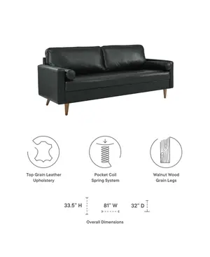 MODWAY Valour 81 Leather Sofa