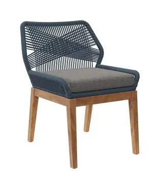 MODWAY Wellspring Outdoor Patio Teak Wood Dining Chair - Blue Graphite