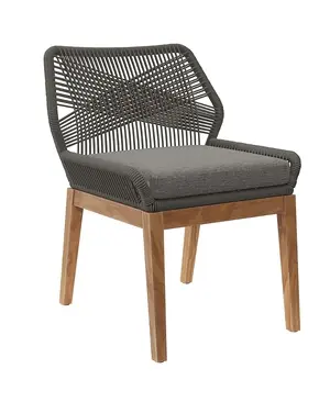 MODWAY Wellspring Outdoor Patio Teak Wood Dining Chair - Gray Graphite