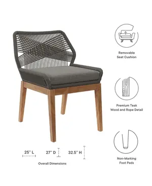 MODWAY Wellspring Outdoor Patio Teak Wood Dining Chair